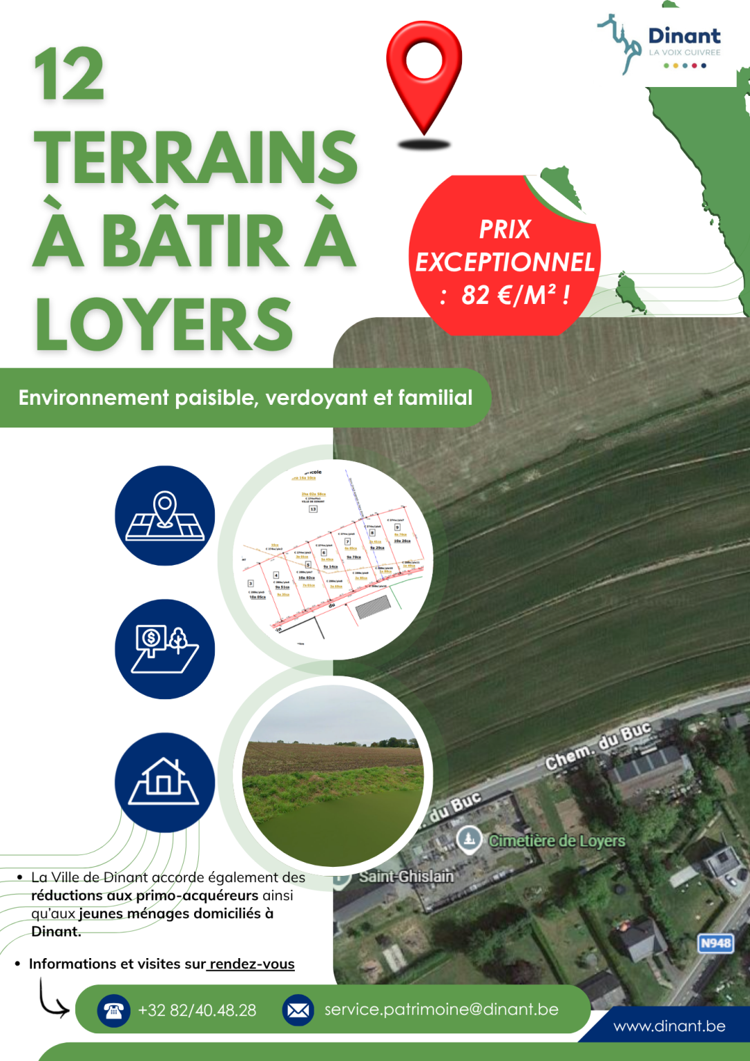 À SAISIR – 12 TERRAINS À BÂTIR À LOYERS (DINANT) - Ville de Dinant